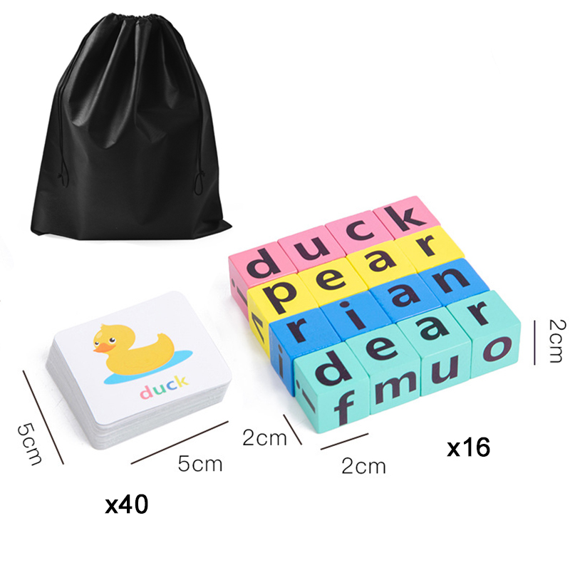 Montessori Wooden Spell Word Toy Letter Cognitive Challenge Memory ...