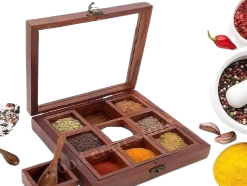 Spice Box for Kitchen- Masala Box with 9 Compartments - Organize yor ...
