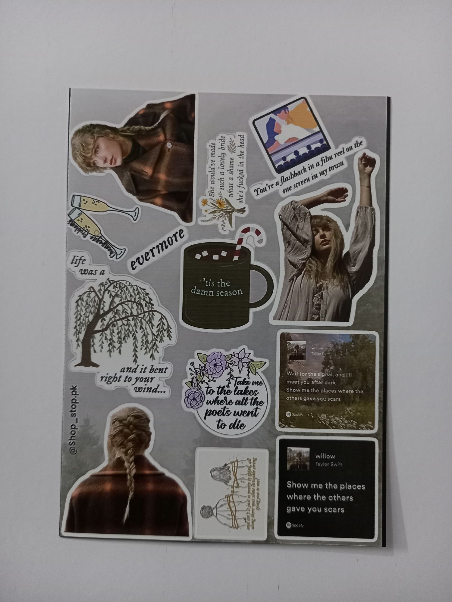 Taylor Swift Evermore Mini Uncut sticker sheet - 15 x 10 cm | Daraz.pk