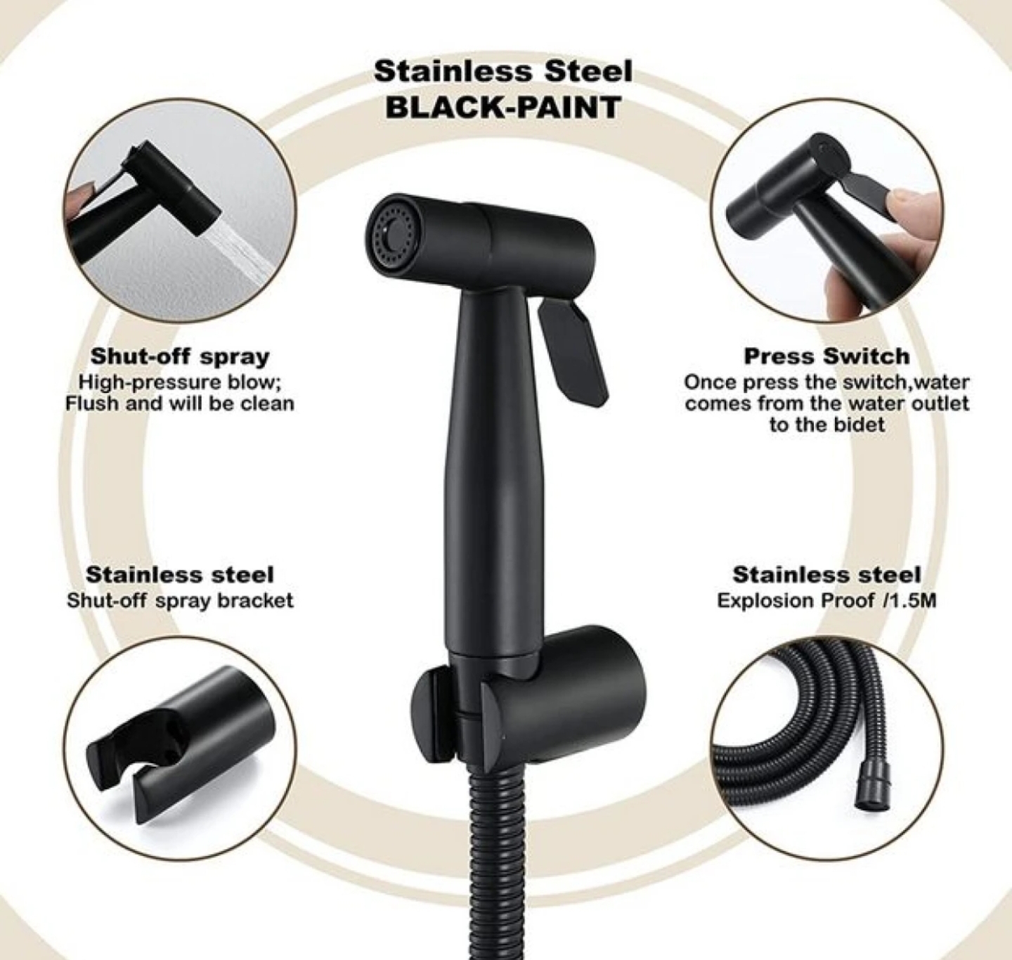 SUS 304 - 100% Pure Stainless Steel Black Muslim Shower Head Or ...
