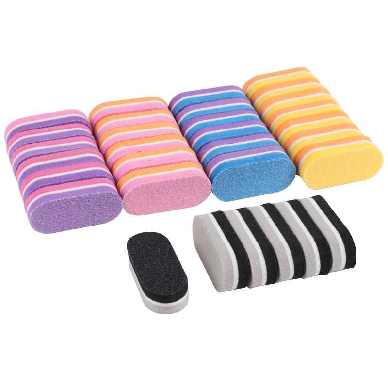 50pcs/lot Mini Sponge Nail File 100/180 Colorful Nail Buffer Double ...