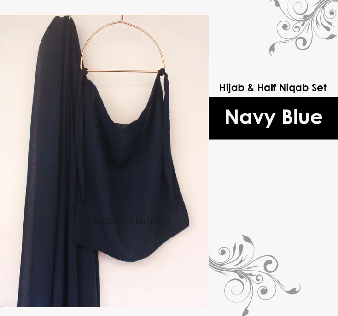 Essential Hijab & Half Niqab Set made with soft, georgette chiffon, | Daraz.pk