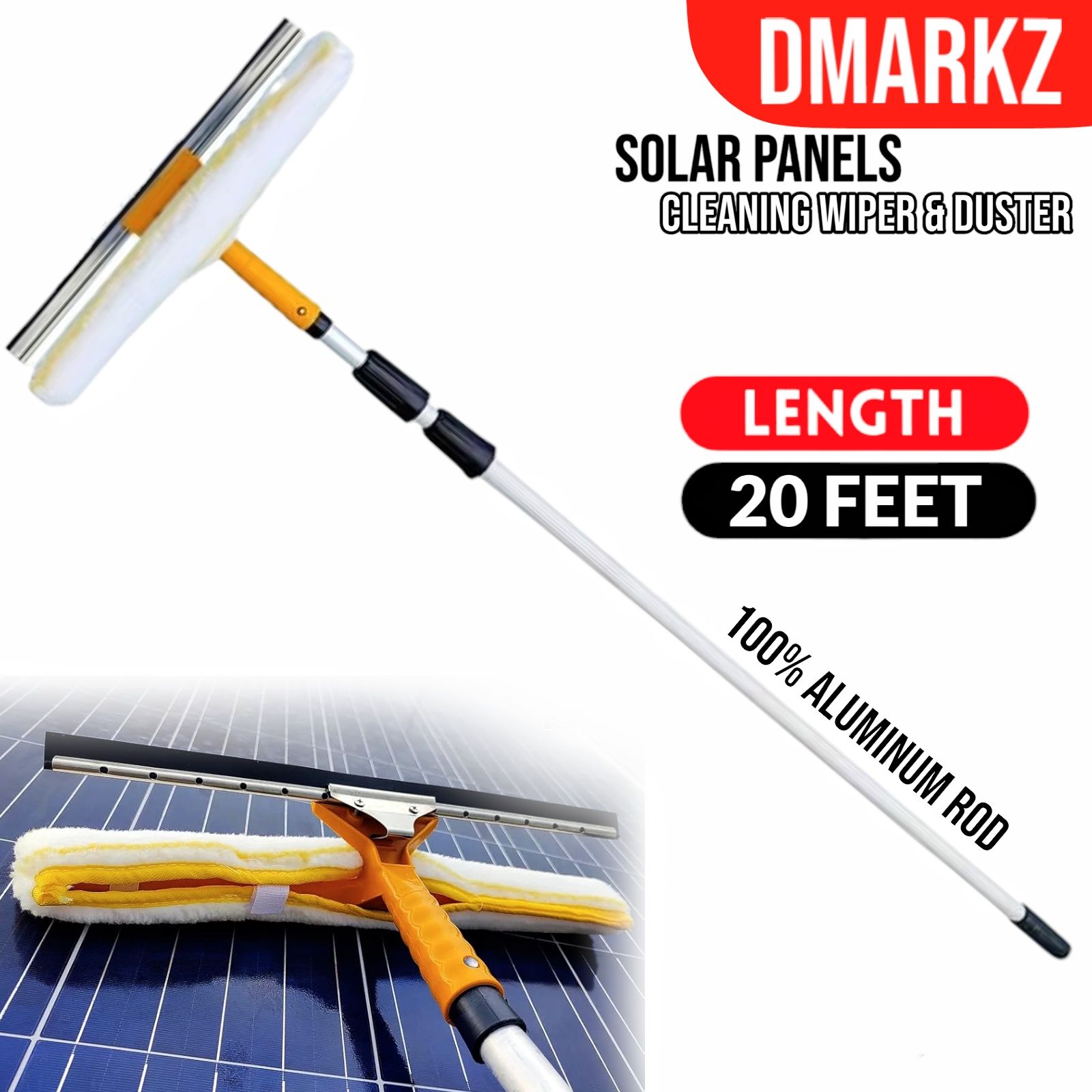 Solar cleaning brush 20 foot Solar Panels Cleaner with 7ft to 20ft Long ...