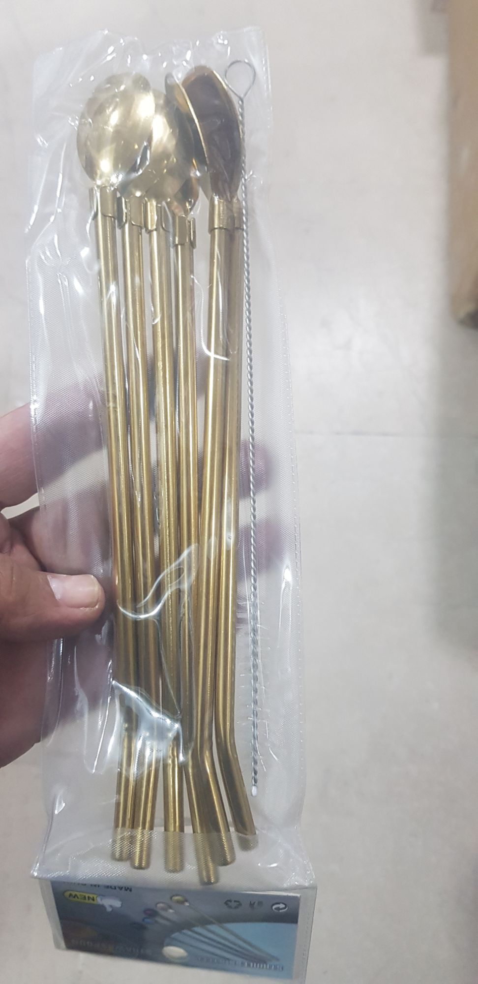 6 Pcs/Pack Stainless Steel Oval Shape Metal Drinking Spoon Straw ...