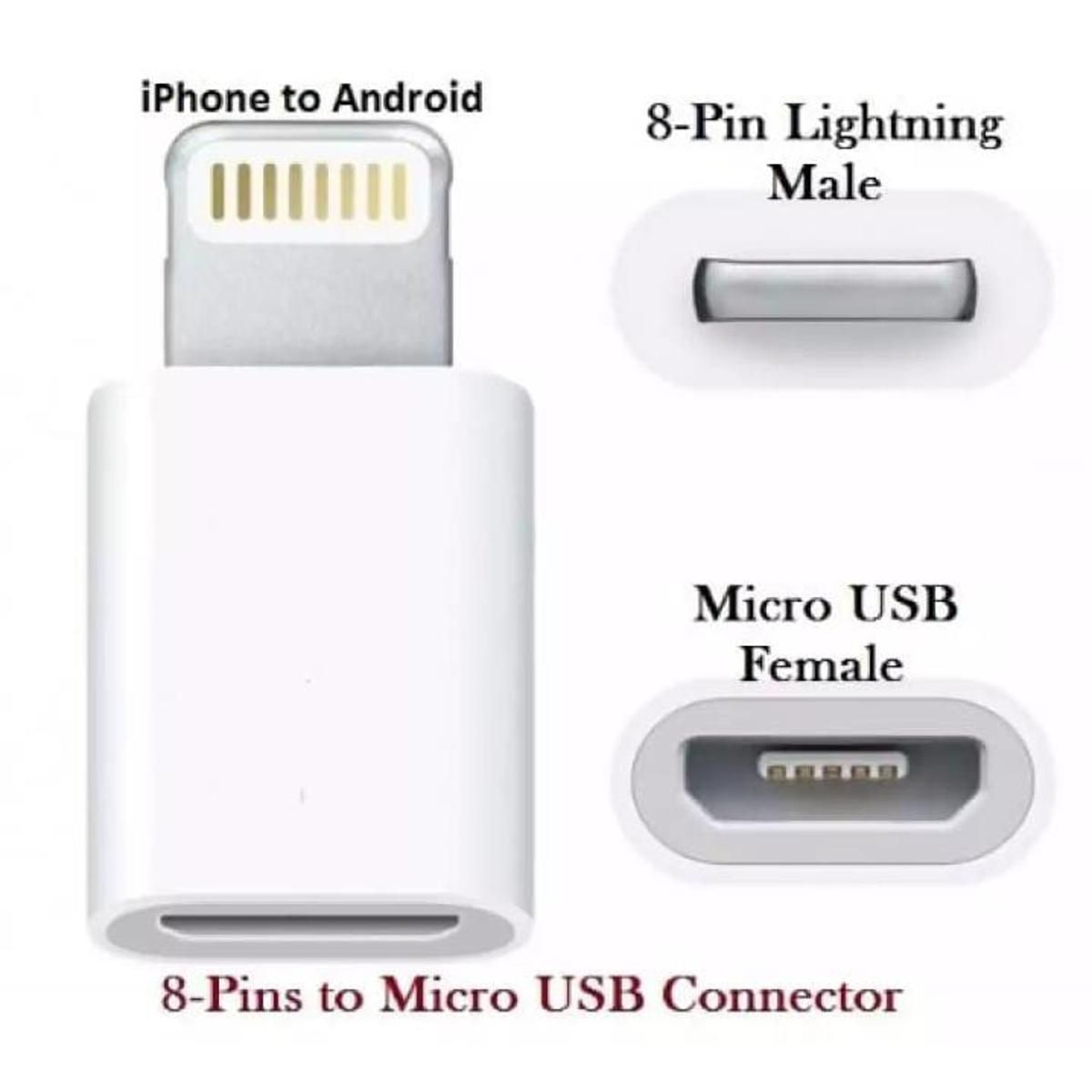 Iphone Lightning To Android Micro Usb Converter USB Adapter | Daraz.pk