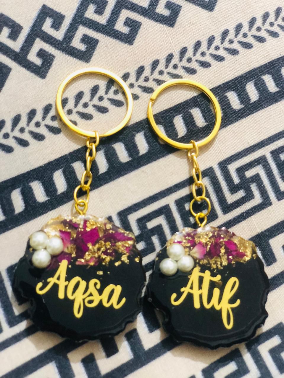 Resin name keychain 2 pcs | Daraz.pk