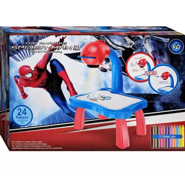 Spiderman Kids Drawing Projector Toy With 24 Patterns , Markers and ...