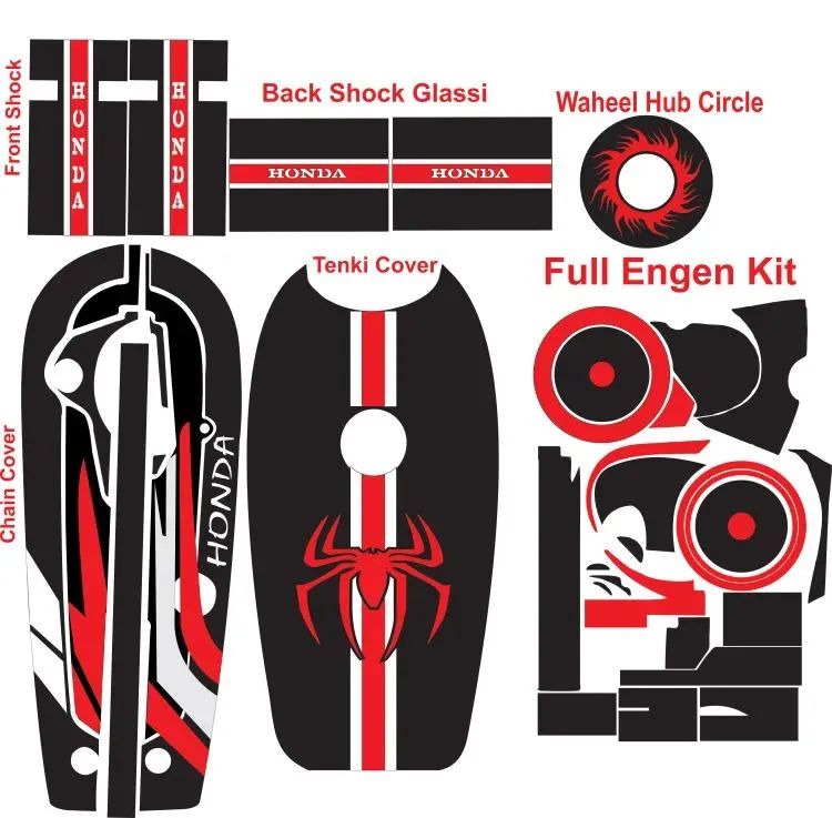 complete 70cc bike chain cover engine and fornt shock sticker MULTI ...
