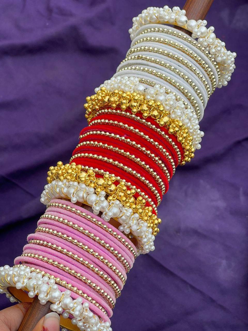 light pink colour bangles set all colour available valvet bangles ...