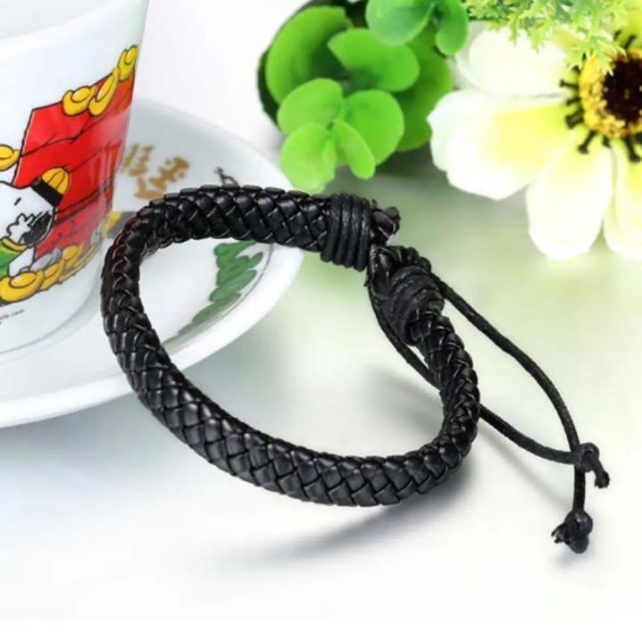 Men's Unisex Leather bracelets Cuff rope Black/Brown Color Adjustable ...