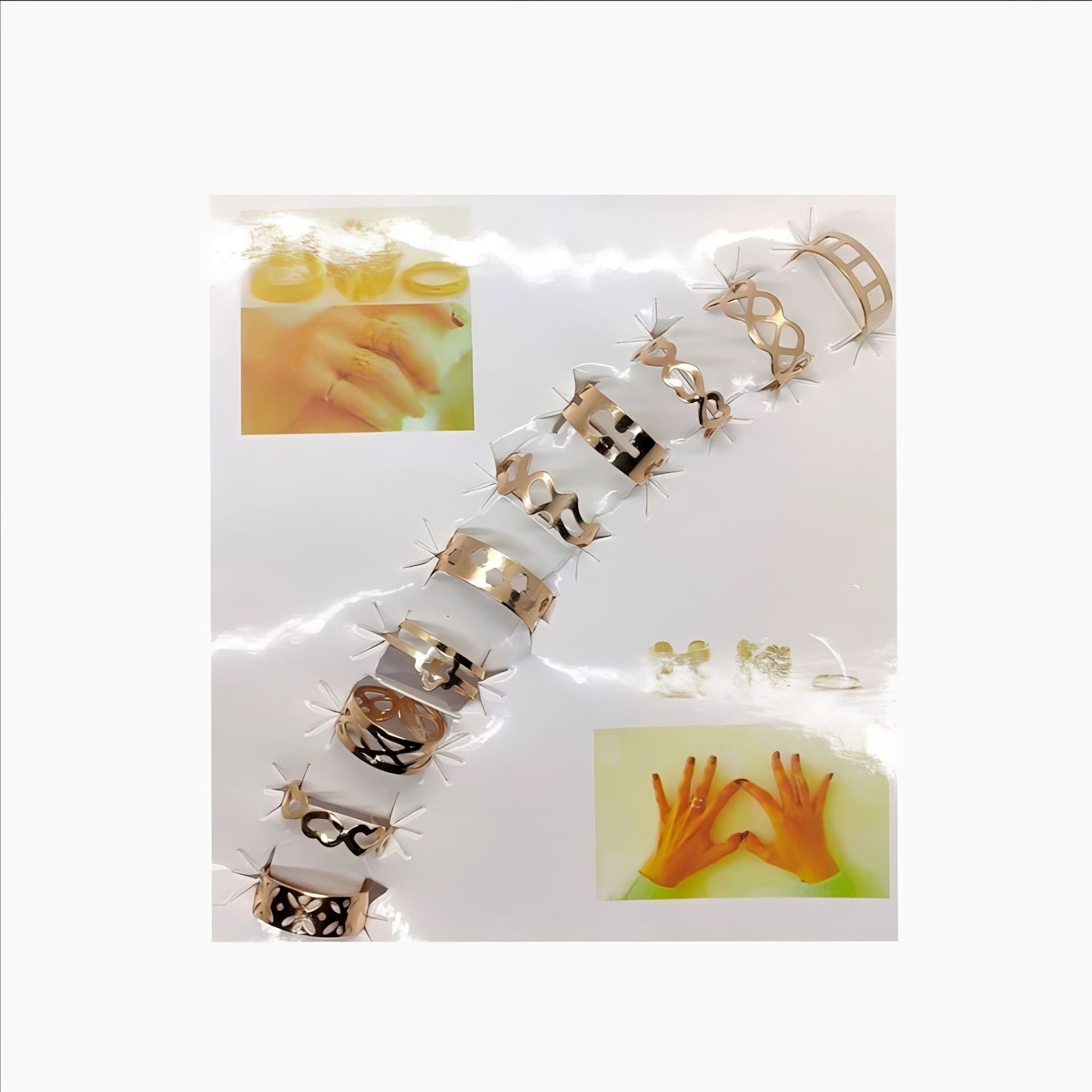 ADJUSTABLE 10 Full Fingers Rings Set Golden | Daraz.pk