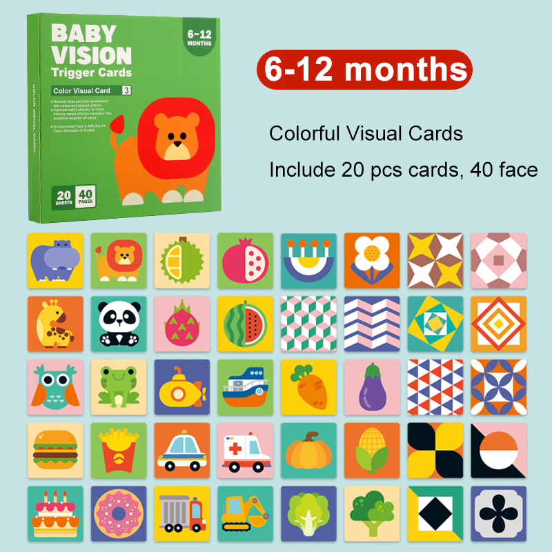 Baby Visual Stimulation Cards Montessori High Contrast Flash Card ...