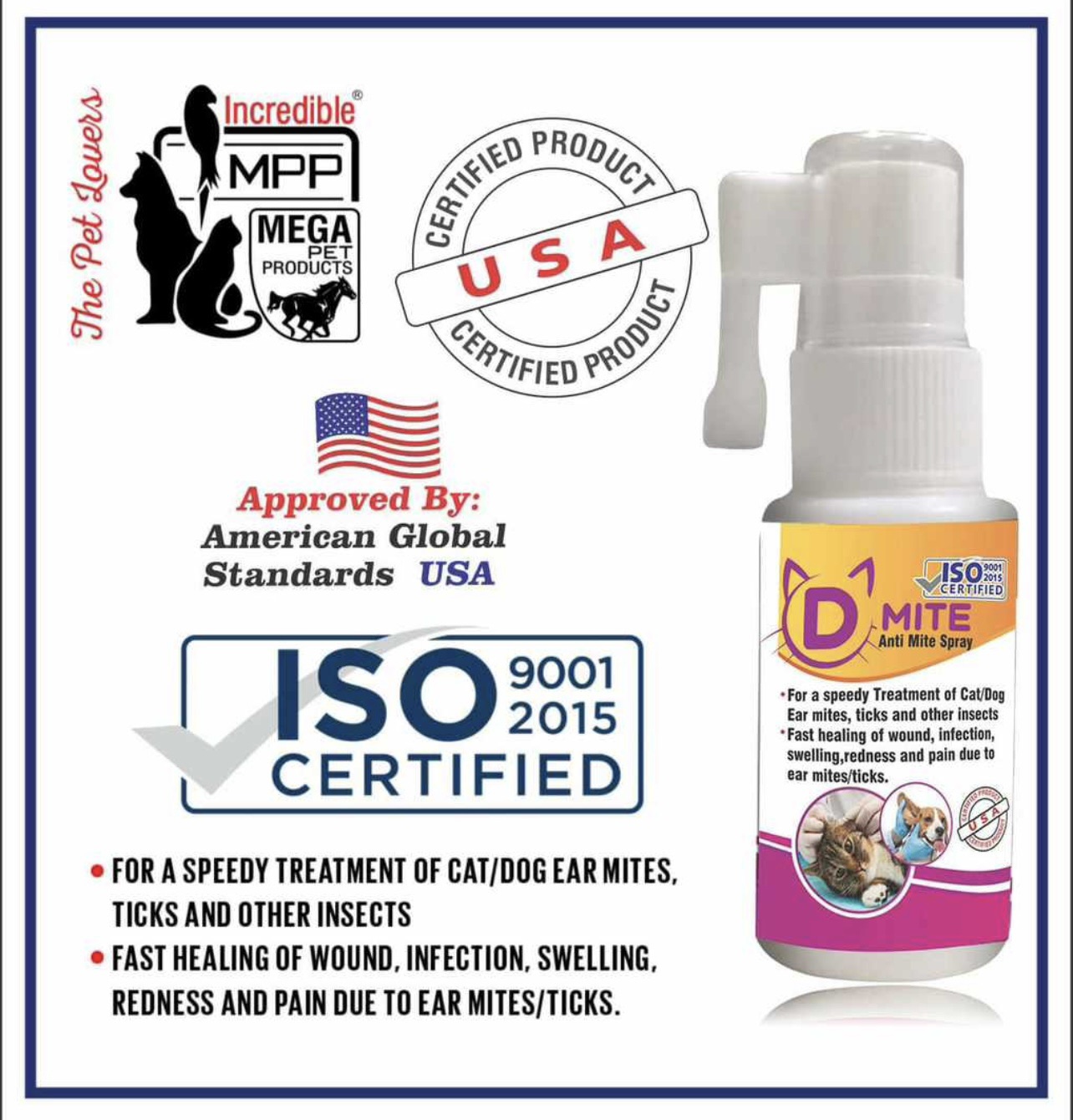 MEGA D-MITE SPRAY FOR CAT & DOG EAR MITES - ANTI MITE SPRAY - 30ml ...