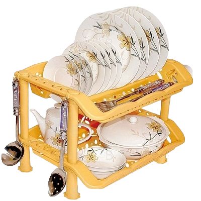 Double Layer Plate/Cup Rack, Kitchen Dish Rack Drainer, Plastic Plate ...