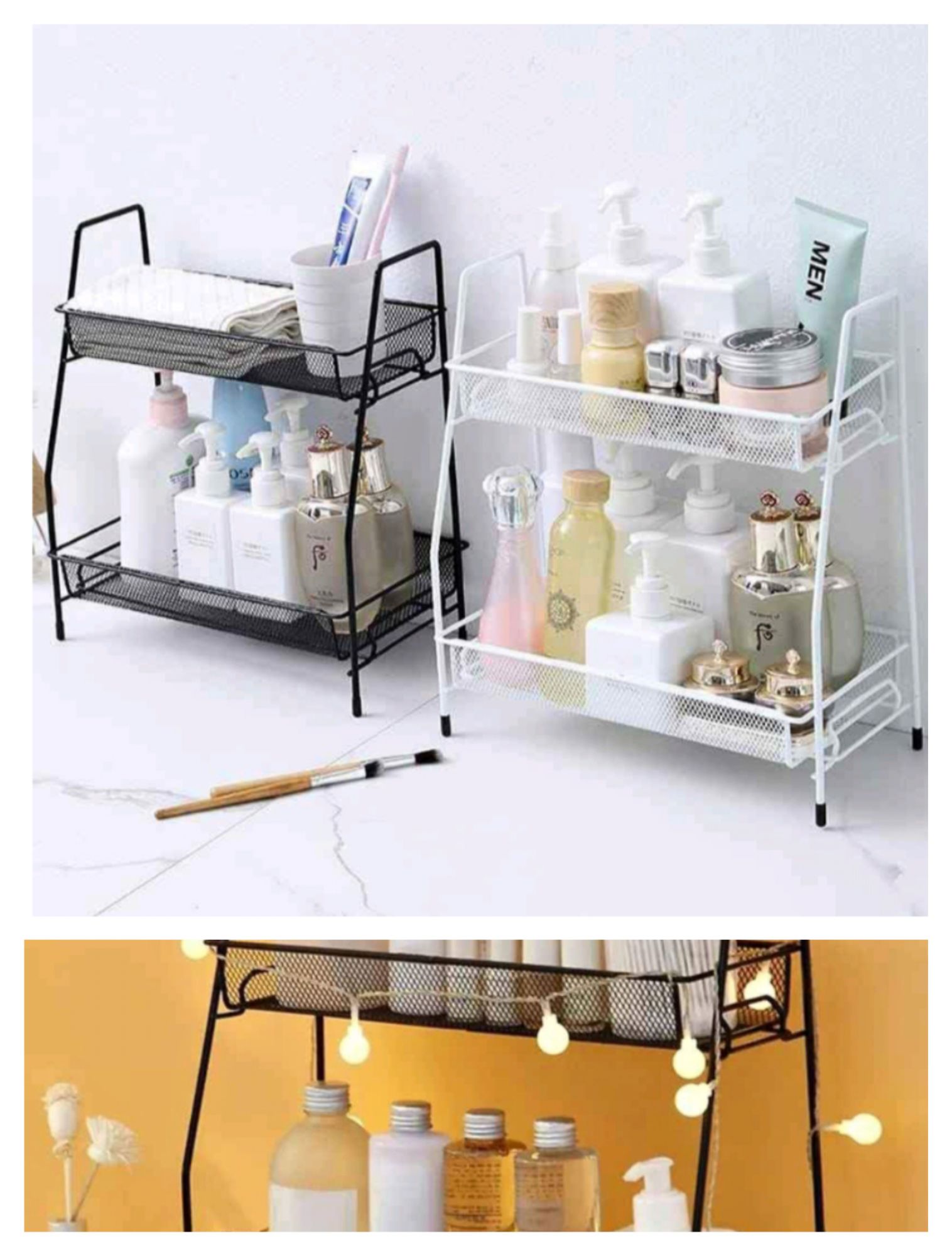 Two layer foldable metal stand Spices Rack Organizer for counter two ...