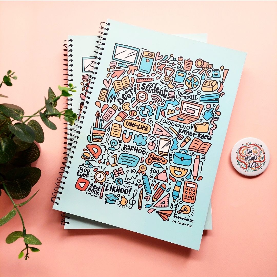 Student Life Doodle A4 Spiral Notebook | School Notebook | Spiral ...