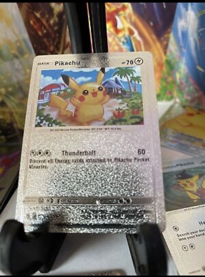 Pikachu - Silver Foil Pokemon Card Fan Art Card. Hp 70 | | Daraz.pk