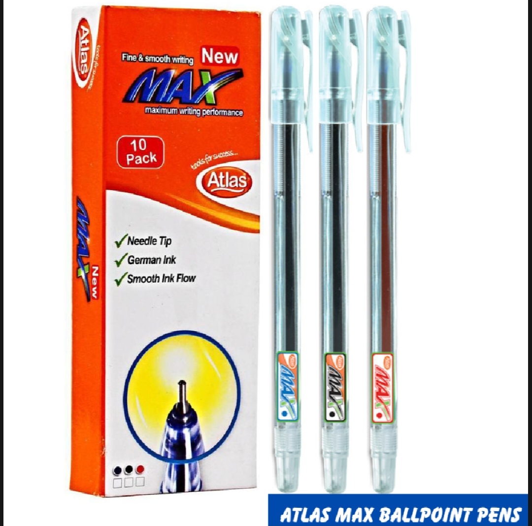 MAX Ball Point Pen by Atlas - Box of 10 Pens - 0.7mm Needle Tip ...