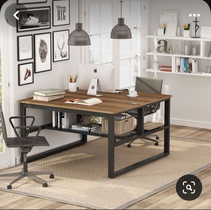 two person office working table,47×47 inch extra large computer desk ...