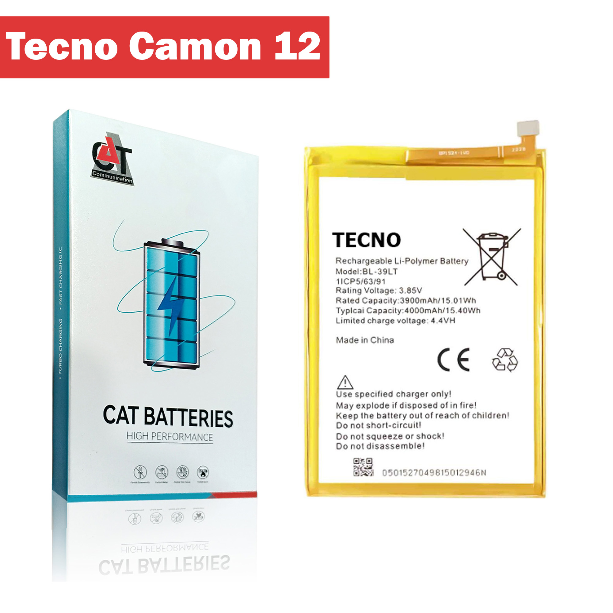 Battery for Tecno Camon 12 4000mAh, BL-39LT CAT Original, A+ Grade ...