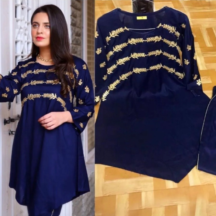 Sultan Stitched Stylish Polka Dots Panel Long Frock for Girls & Women ...