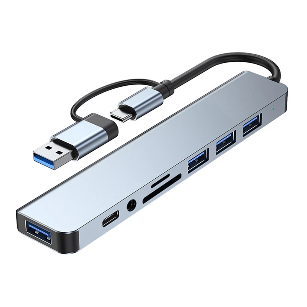 8 In 2 USB HUB With Splitter Card Reader, USB C Port, USB 3.0 / 2.0, SD ...