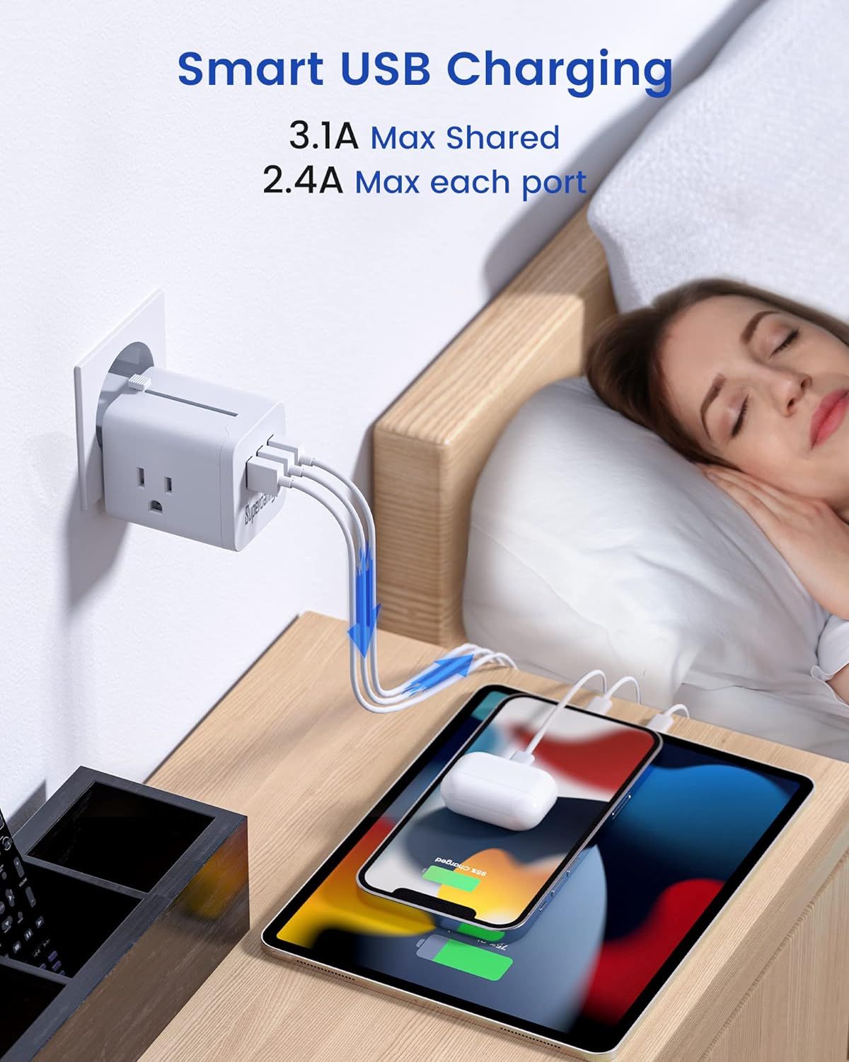 European Travel Plug Adapter, Retractable Plug, Superdanny ...