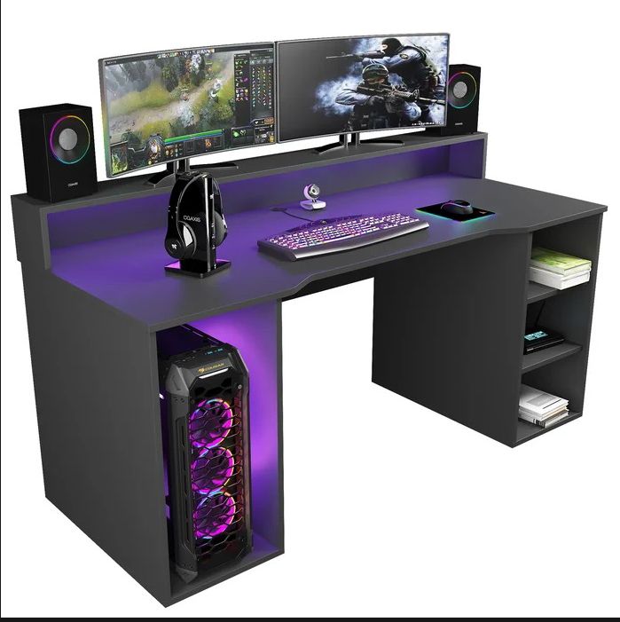 Gaming desks, home office desk, study table with led light | Daraz.pk