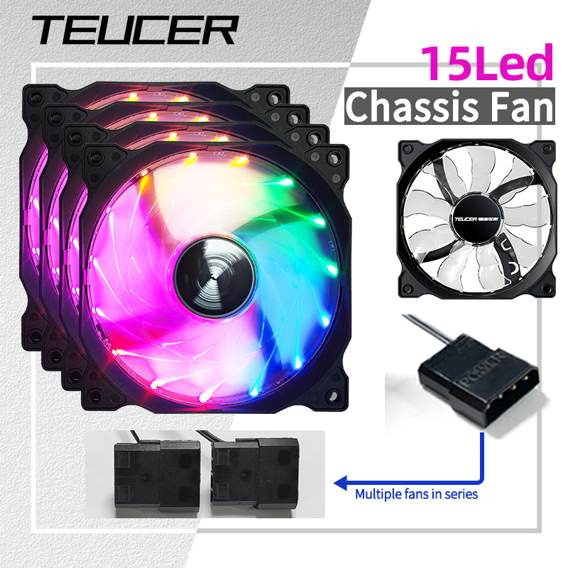 Teucer 120MM PC Case Cooling Fan Desktop Chassis Power 12V Big 4Pin Led 12CM Hydraulic Bearing ...