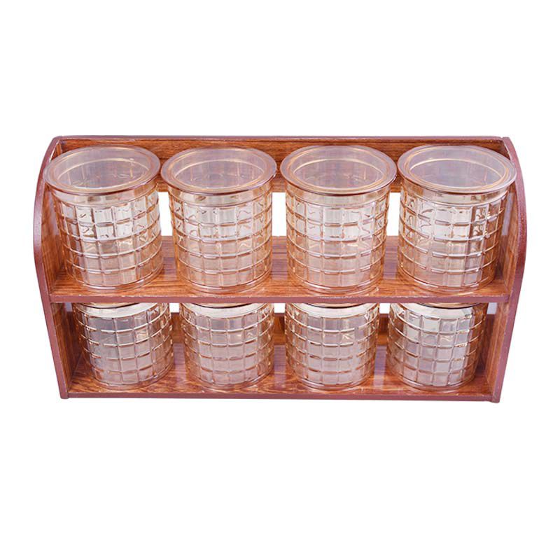 Wooden Masala rack - 8 Jars with wooden Stand... Hanging And shelf ...