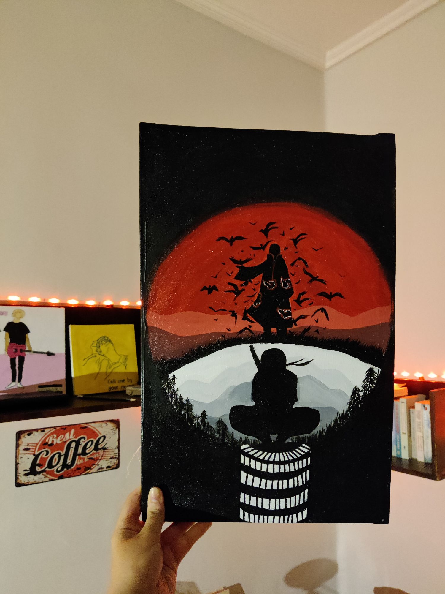 16x11 itachi uchiha Naruto canvas painting hand painted. | Daraz.pk