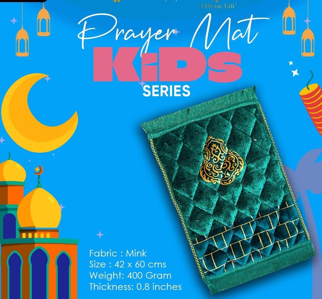 Soft Velvet Kids Prayer Mat 40x60 cm Polyester Embossed Janamaz Rug ...
