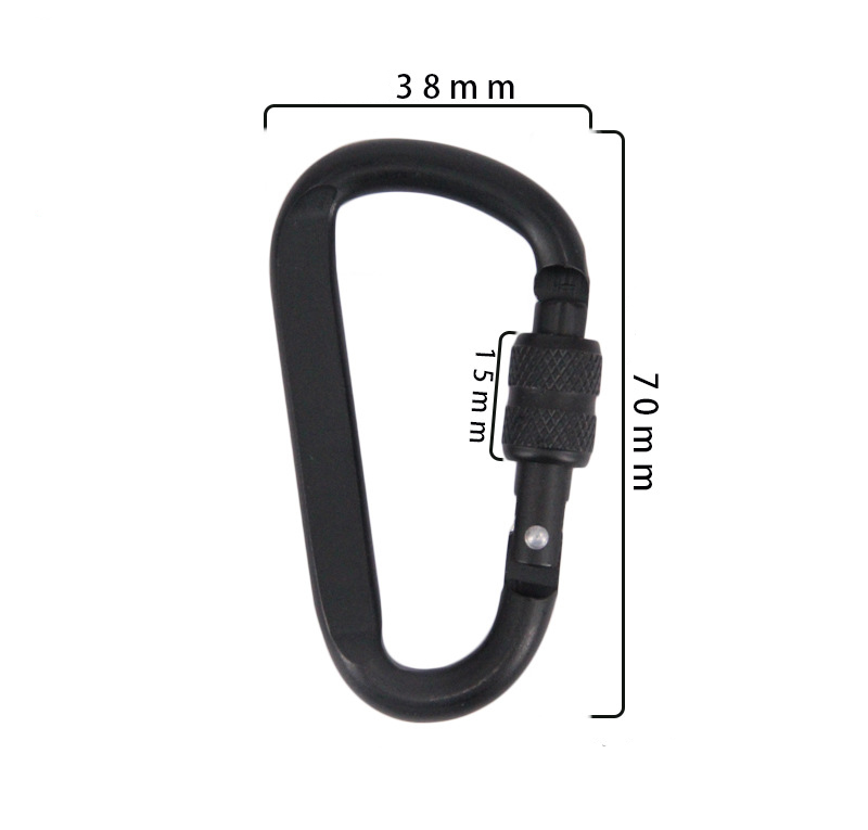 1Pc 7cm Aluminum Alloy Carabiner Black D-Ring Key Chain Clip Camping ...