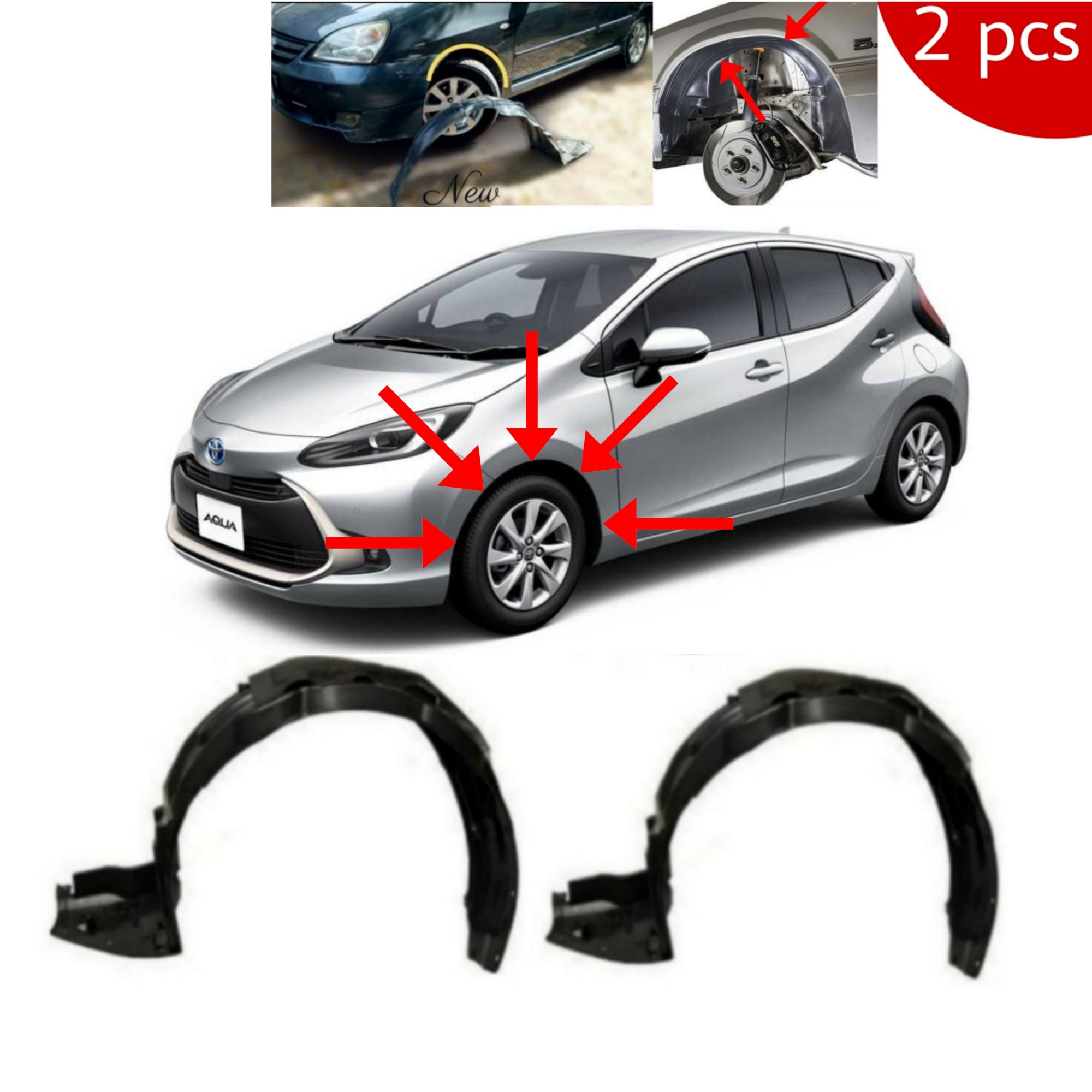 Aqua Fender Shield 2 Pieces Front Right And Left Both Sides Save Your Car From Rust For Toyota Aqua Daraz.pk