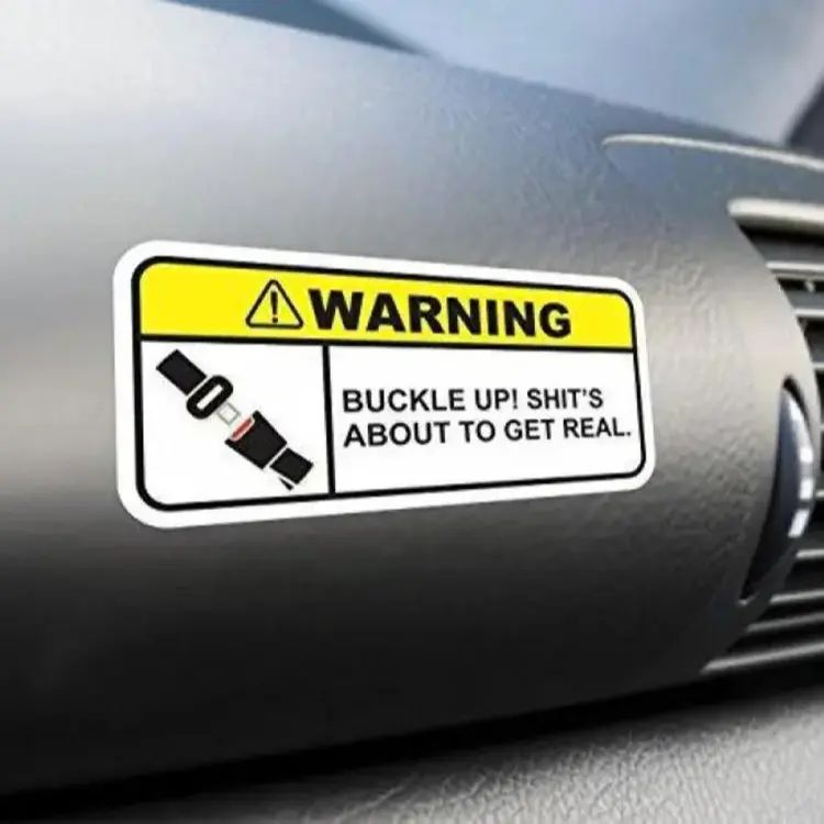 (2X) Funny Buckle Up Warning Sticker Set Vinyl Decal For Car Truck SUV ...