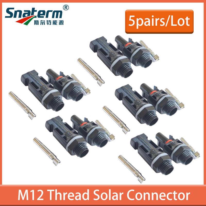 5/10 Pairs A Lot M12 Thread Solar Inverter Connector PV Solar Panel ...
