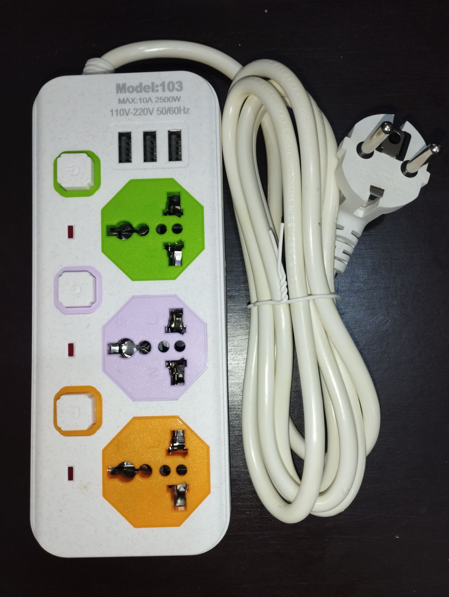 Power Strip / Extension Lead Board with 3 USB Ports and 3 Sockets with Long Wire. | Daraz.pk