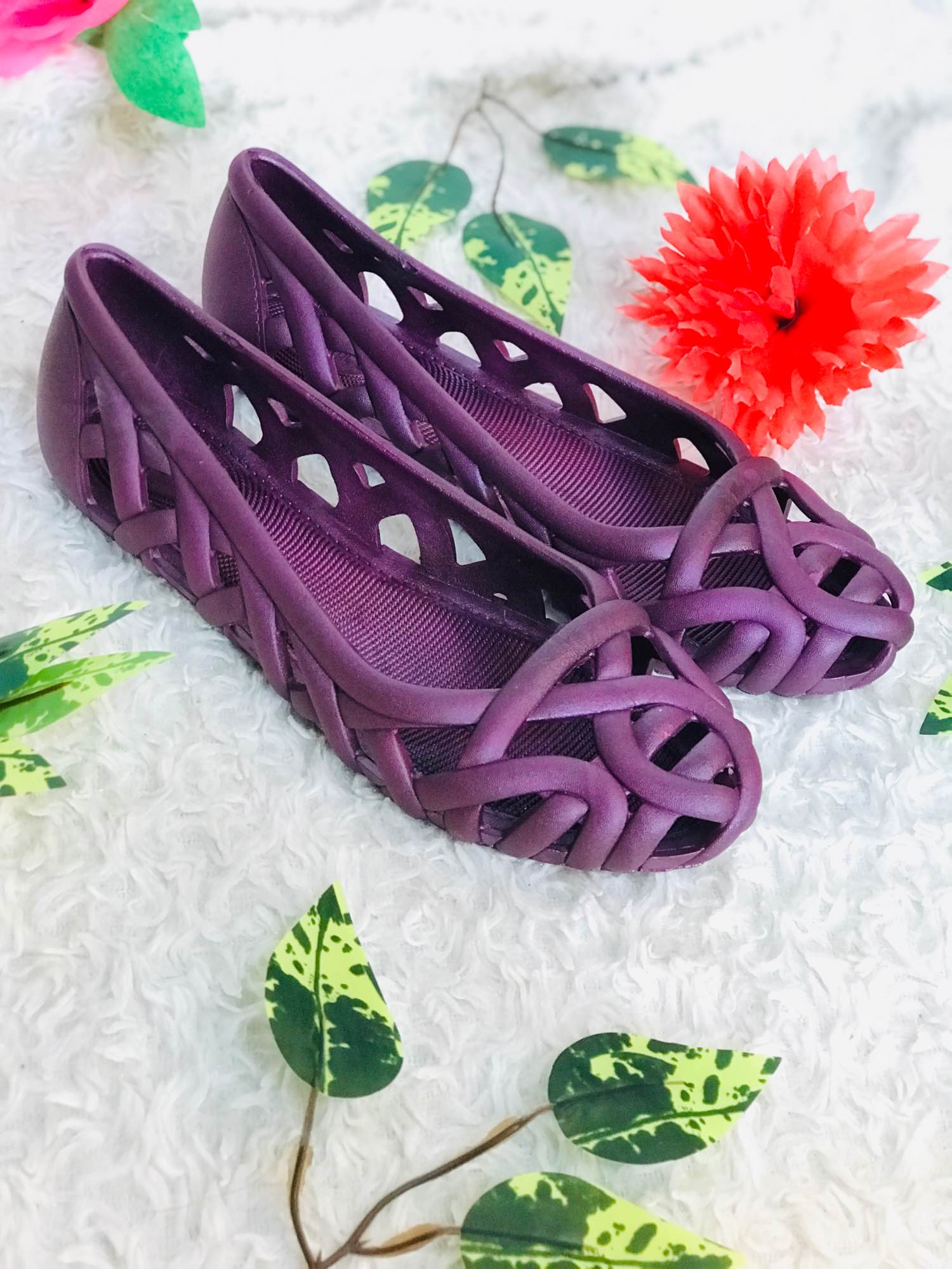Plastic Casual Rubber Shoes For Homes Ladies Plastic New Design Shoes ...