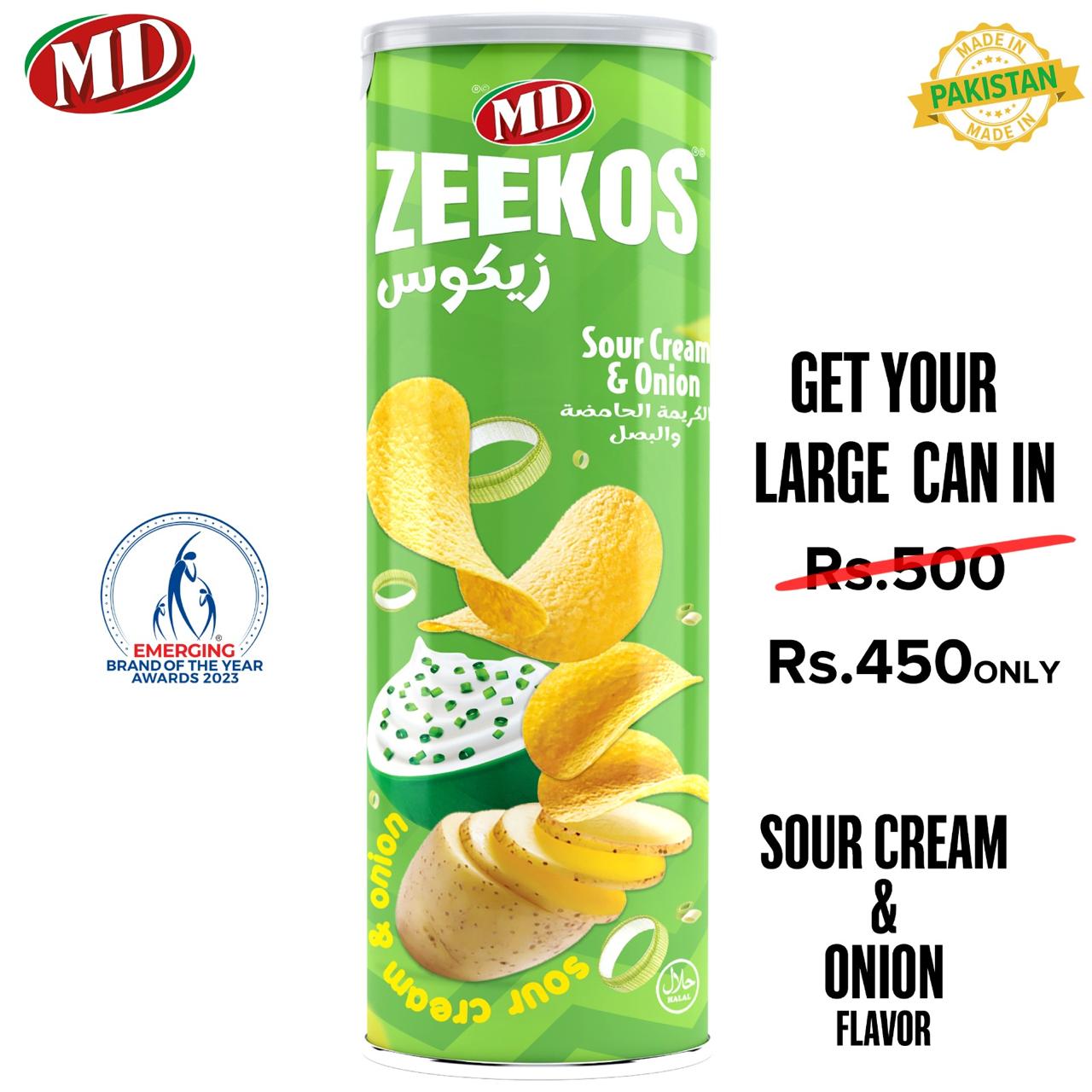 Zeekos Sour Cream & Onion Snack Large Can | Daraz.pk