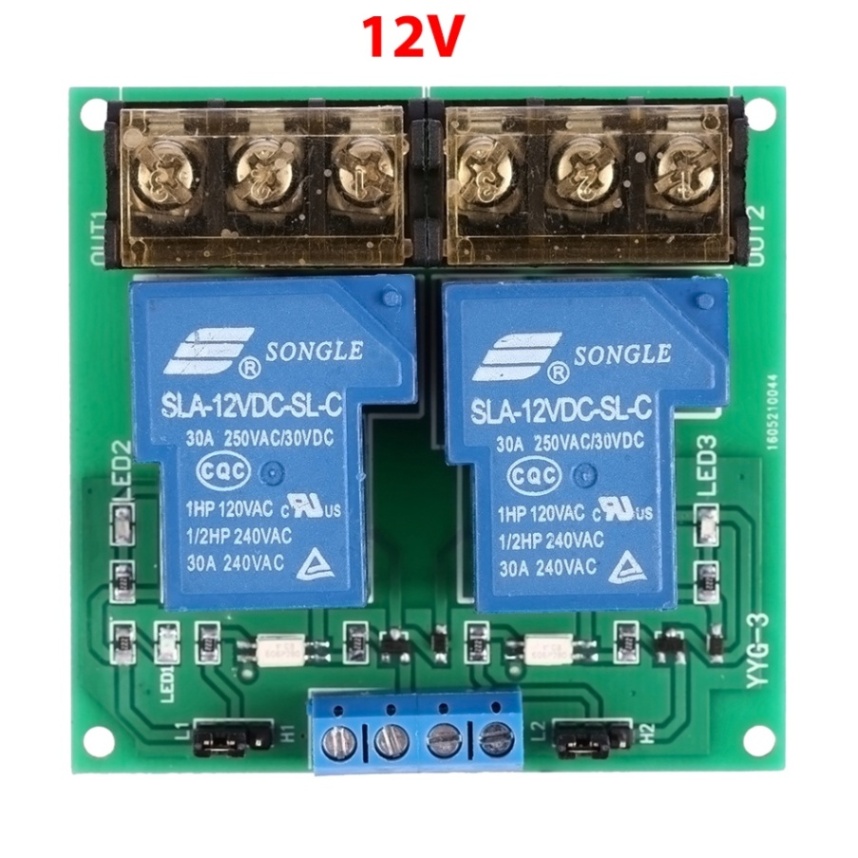 2 Channel Relay Module 12V 5V 24V Output Capacity Within DC 30V 30A or AC 250V 30A Optocoupler ...