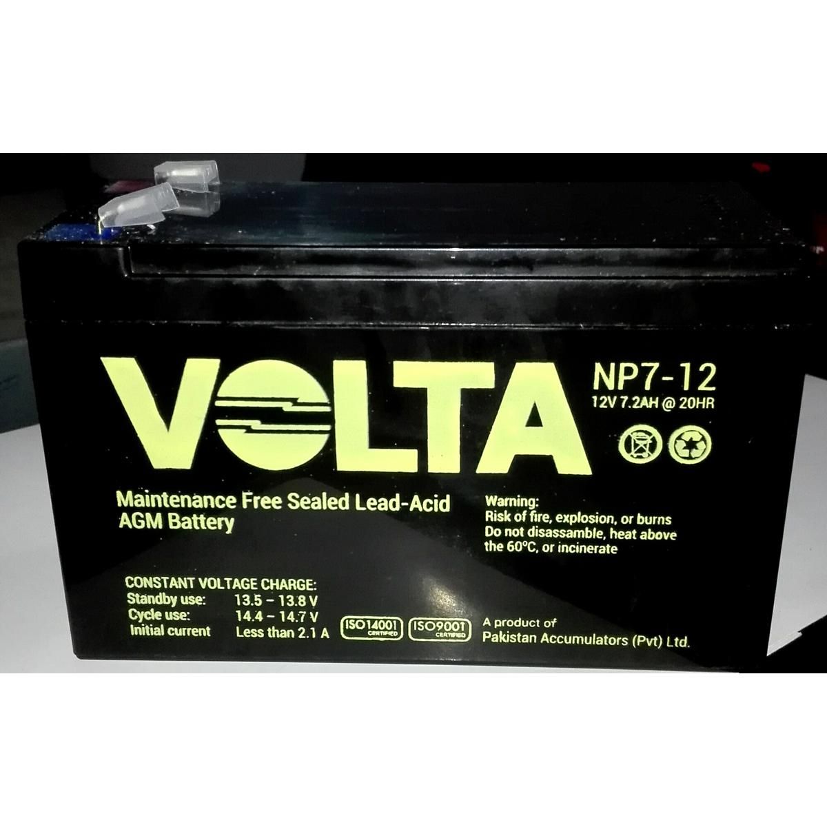 RECHARGEABLE DRY BATTERY 12V-7AH HEAVY DUTY BEST QUALITY VOLTA | Daraz.pk