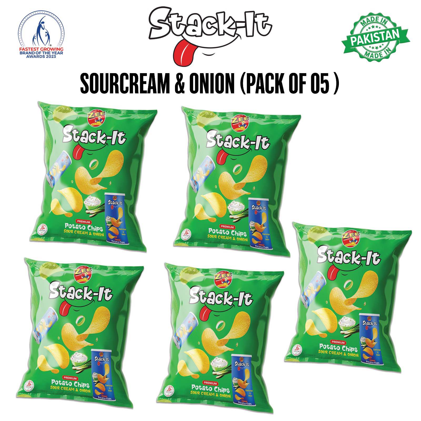 Stack-it Potato Chips Sour Cream & Onion (PACK OF 05) | ZEE SNACKS # ...