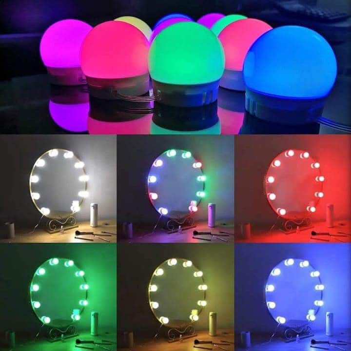 RGB-LED Bulb Mirror Lights Vanity Mirror Lamp Kit Lens Headlight Bulbs ...