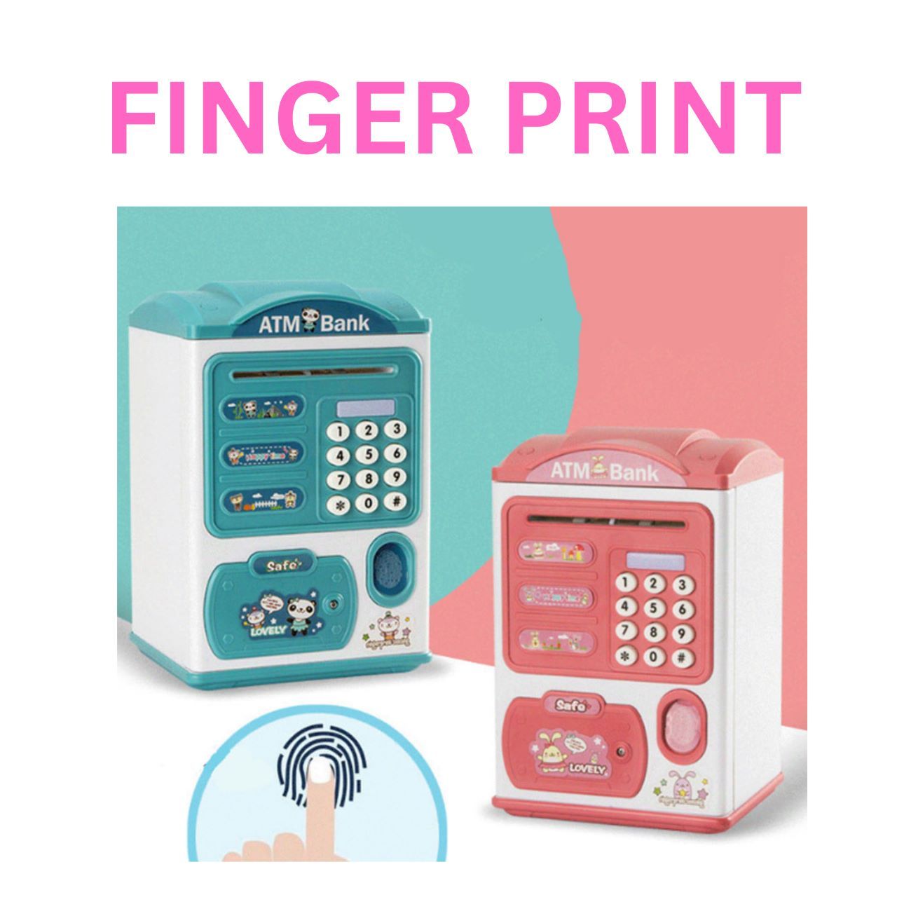 ATM Machine, Piggy Bank, Electronic ATM Machine, Money saving Box for Kids, Finger Print ATM ...