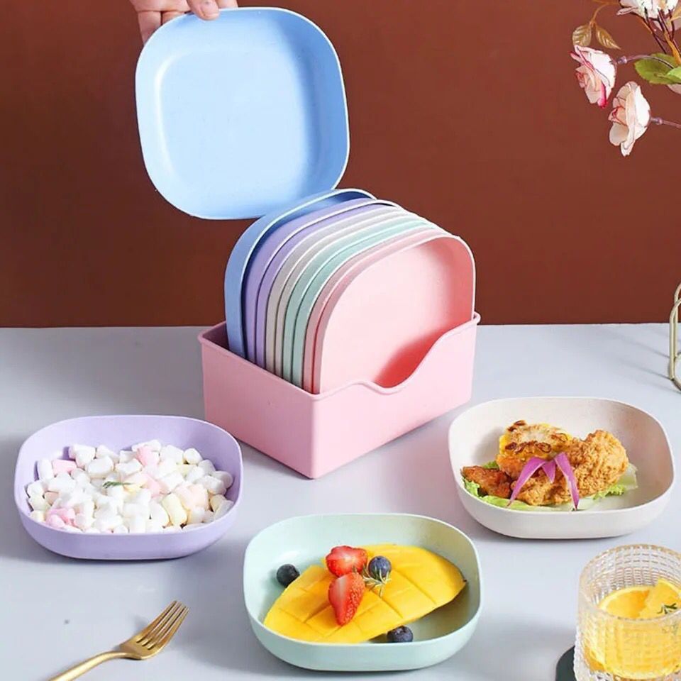 10 Pcs Plates Set with Stand Fruits Dry Fruits Plates Soucer Plates ...