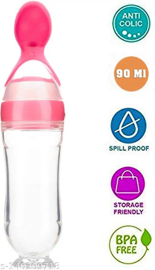 Baby Spoon Feeder Milk Bottle Silicone Squeeze Safe Pacifier Baby Spoon ...