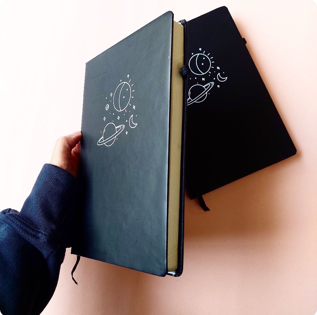Space Doodle Minimalistic Black BuJo Notebook Dot grid Diary Dotted ...