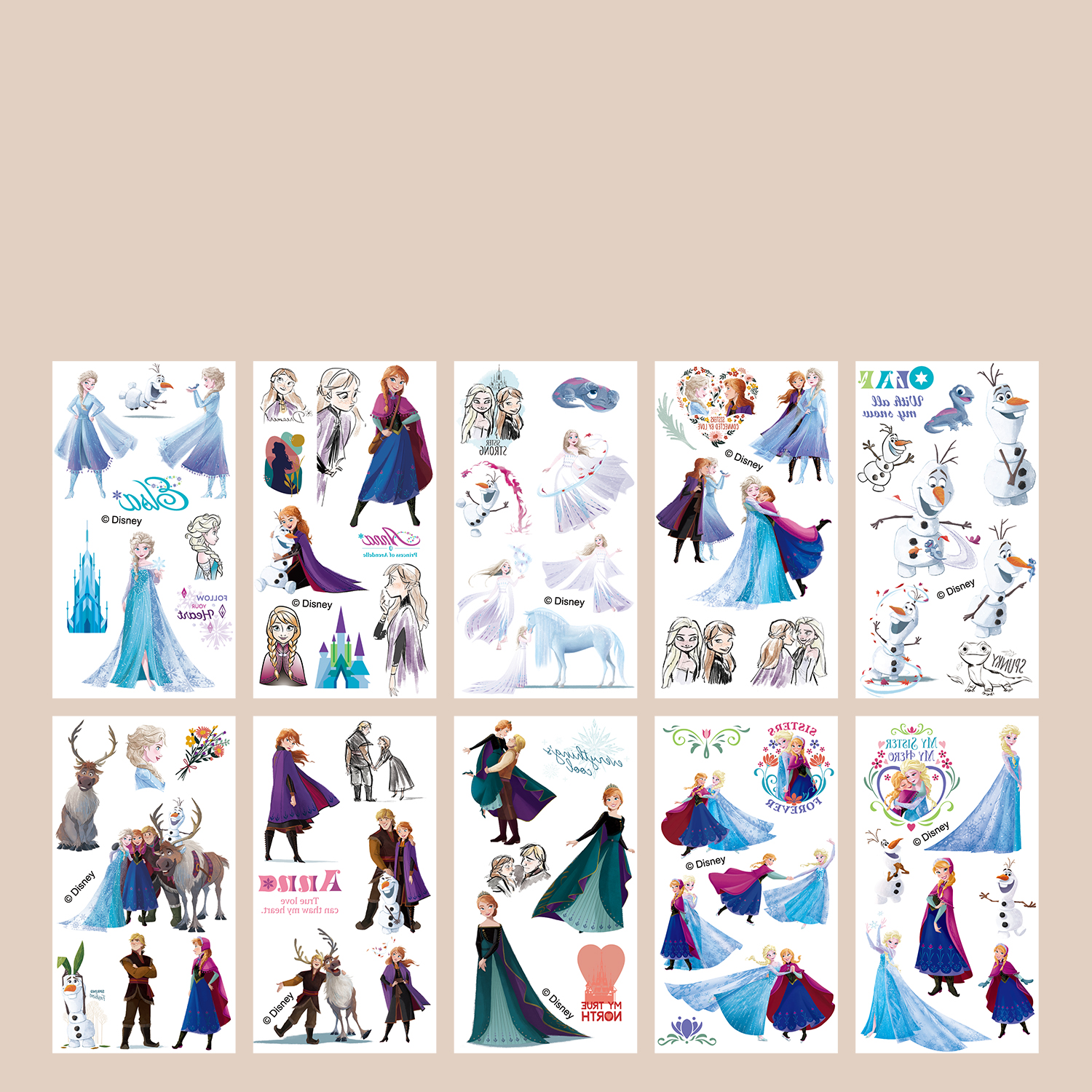 10Pcs Frozen Elsa Tattoo Stickers Temporary Tattoos for Kids Birthday ...