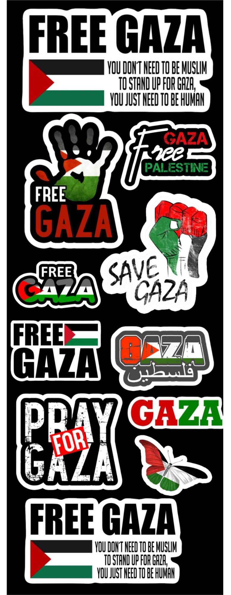 FREE PALESTINE, FREE GAZA , PALESTINE AND GAZA STICKER SHEET | Daraz.pk