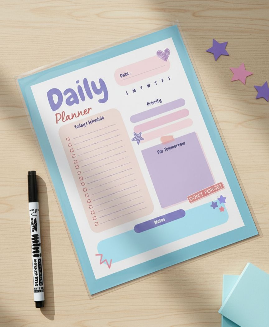 Reusable daily planner | to do list planner a4 size with board marker ...